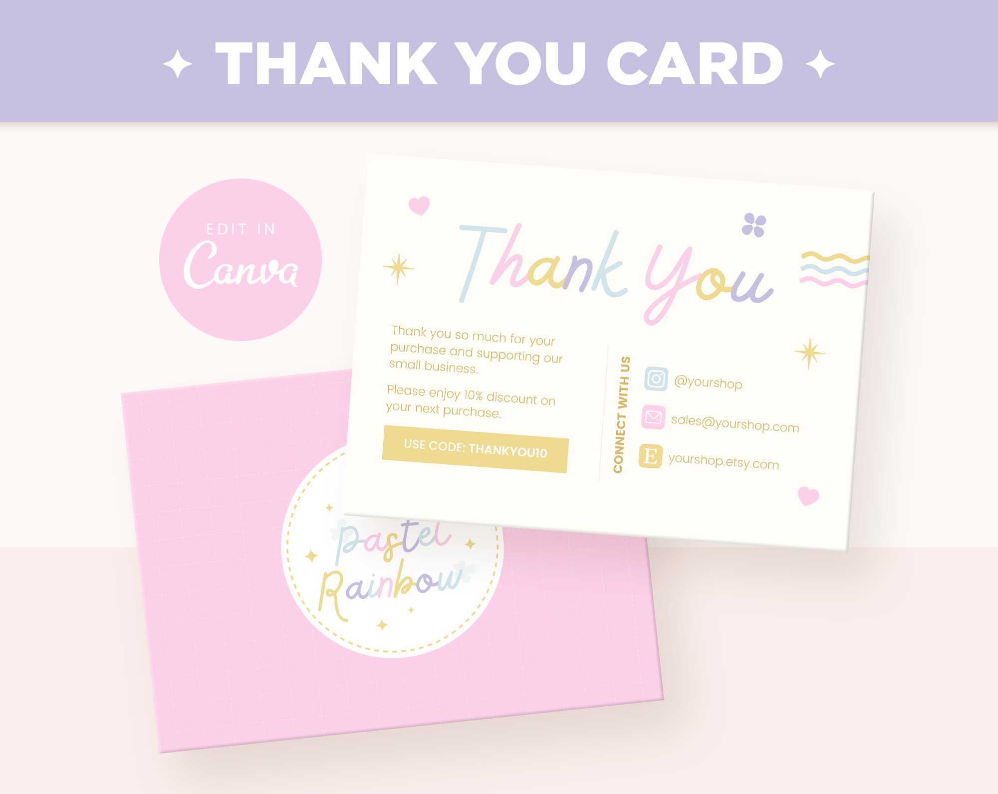 Thank You Card – Pastel Grid